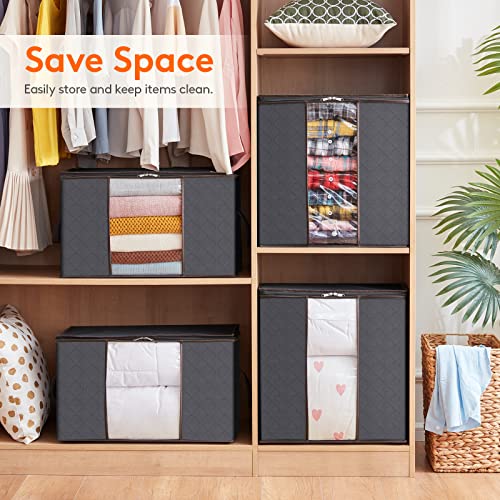 Lifewit 8 Pack 35L Clothes Storage Bag, Bundle with 4 Pack 90L Clothes Storage Bag Organizer, Grey