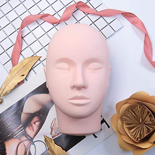 LASHVIEW Lash Mannequin Head, Practice Training Head with 25 Pairs Practice Lashes for Training Eyelash Extensions,Cosmetology Doll Face Head,Easy to Clean by Skincare Essential Oil