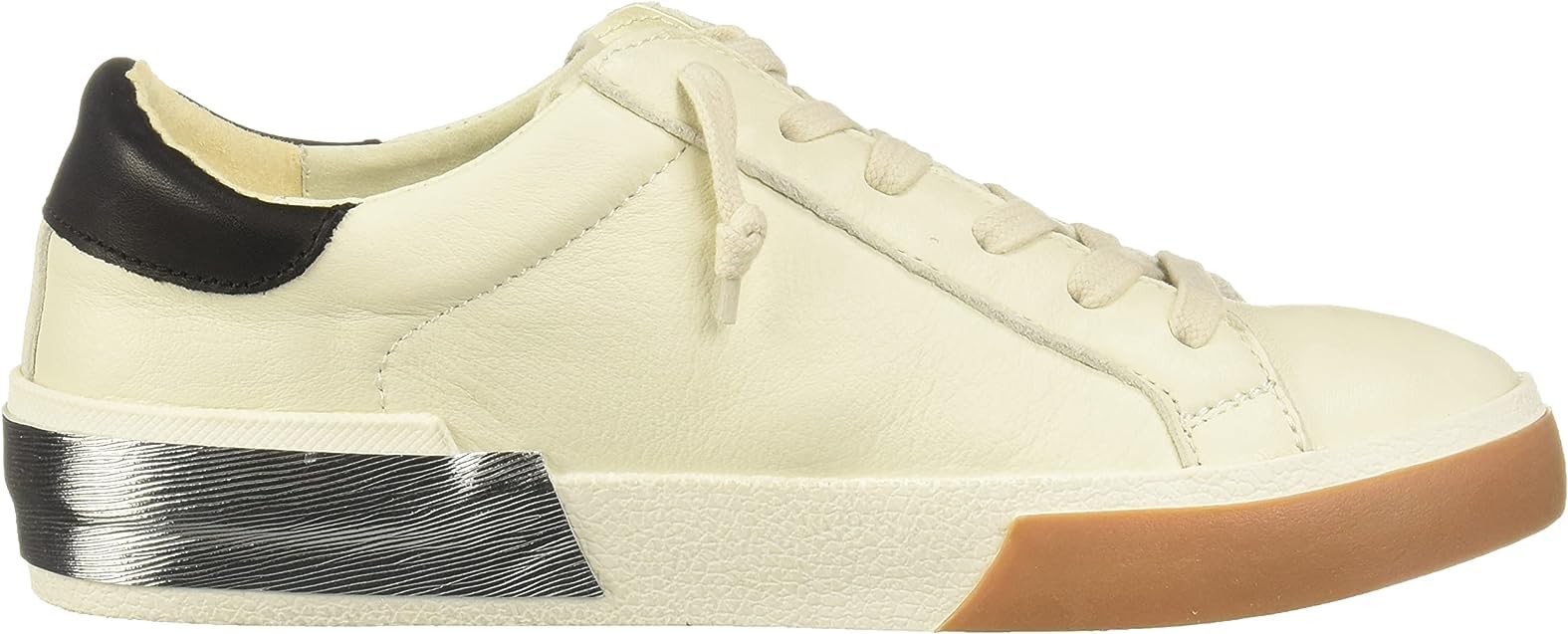 Dolce Vita Women's Zina Sneaker, White/Black Leather, 8