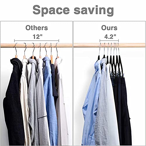10 Pack Velvet Skirt Hangers with Clips, Velvet Pants Hangers for Suits, Trouser , Skirts, Coat, Dresses, 360 Degree Swivel Hook (Black)