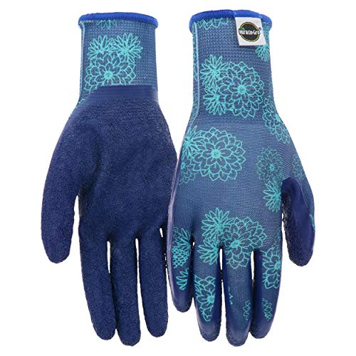 Miracle-Gro MG37161/WSM Crinkle Latex Gloves â Small-Medium, Womenâs Latex Coated Nylon Shell Gloves with Crinkle Textured Palm Grip