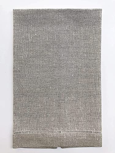 Natural Linen Hem Stitch Hand Towels - Set of 6 14"x22"-Ladder hemstitch 100% Linen Cloth Guest Towels Luxury