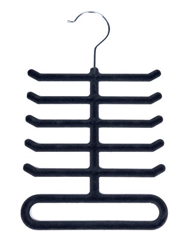 HangerWise 2-Pack Non-Slip Velvet Tie Hanger Organizer Rack | Large Ringed Bottom | Charcoal Grey Brand