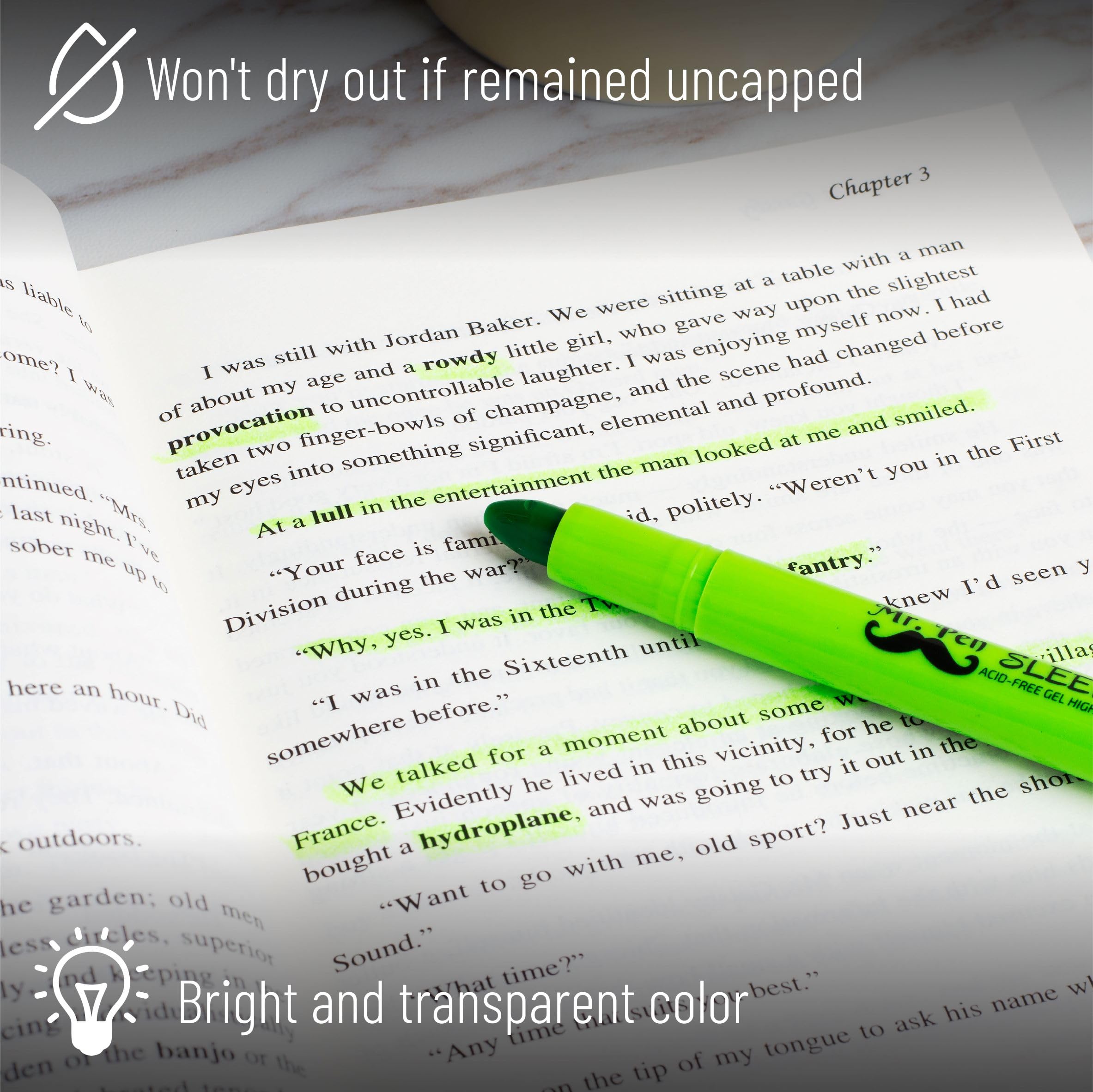 Mr. Pen No Bleed Gel Highlighter, Bible Highlighters, Green, Pack of 4