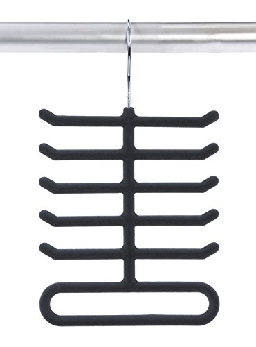 HangerWise 2-Pack Non-Slip Velvet Tie Hanger Organizer Rack | Large Ringed Bottom | Charcoal Grey Brand