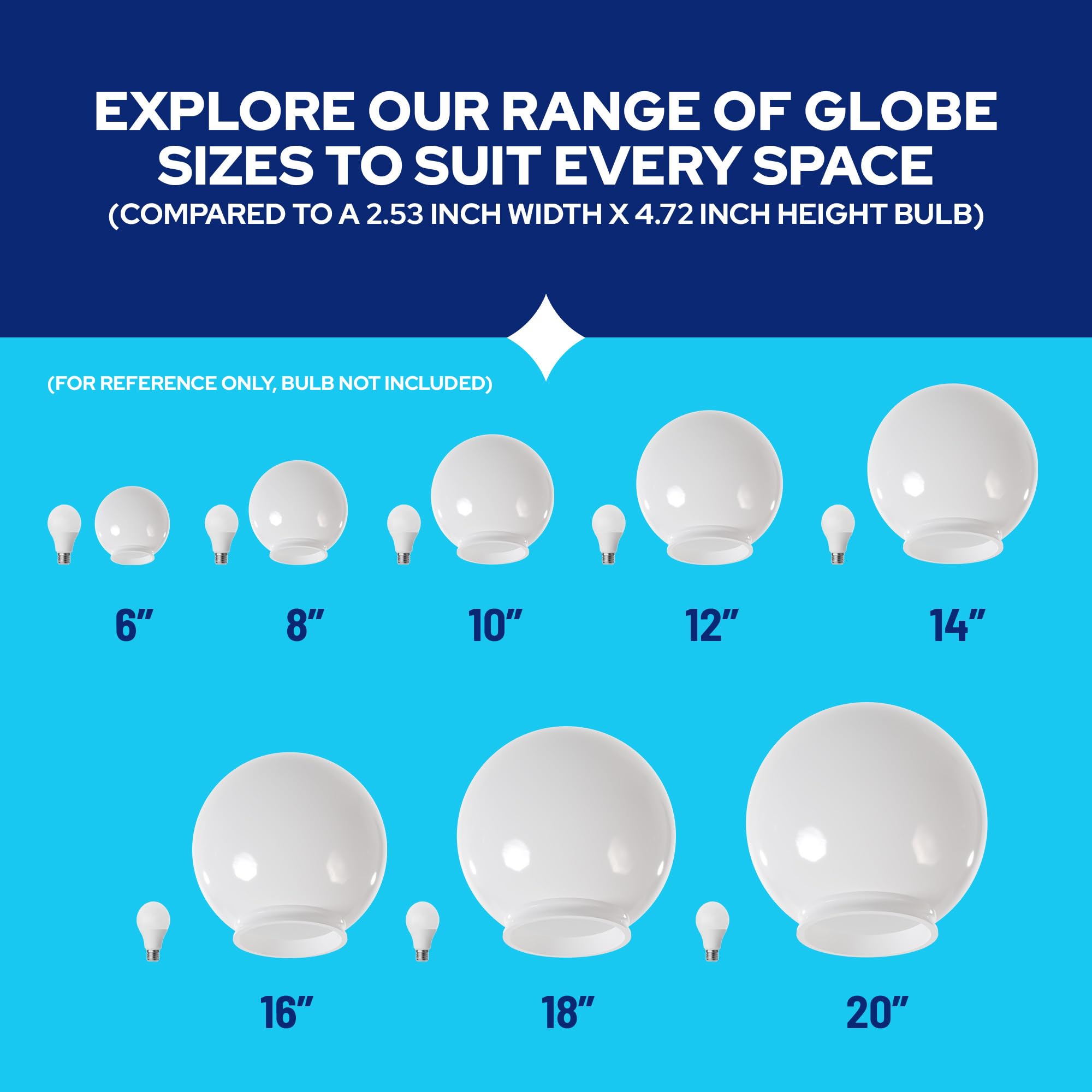 KastLite 6" White Acrylic Lamp Post Globe | Smooth Textured with 3.14" Fitter Neck | Manufactured in the USA