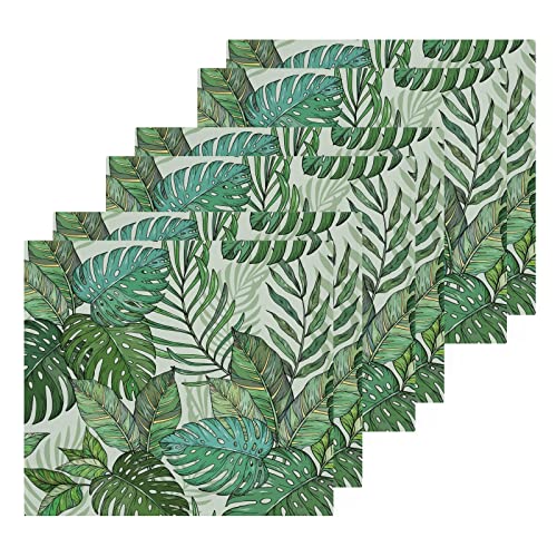 ALAZA Wash Cloth Set Tropical Palm Jungle Leaves - Pack of 6, Cotton Face Cloths, Highly Absorbent and Soft Feel Fingertip Towels(236br3a)