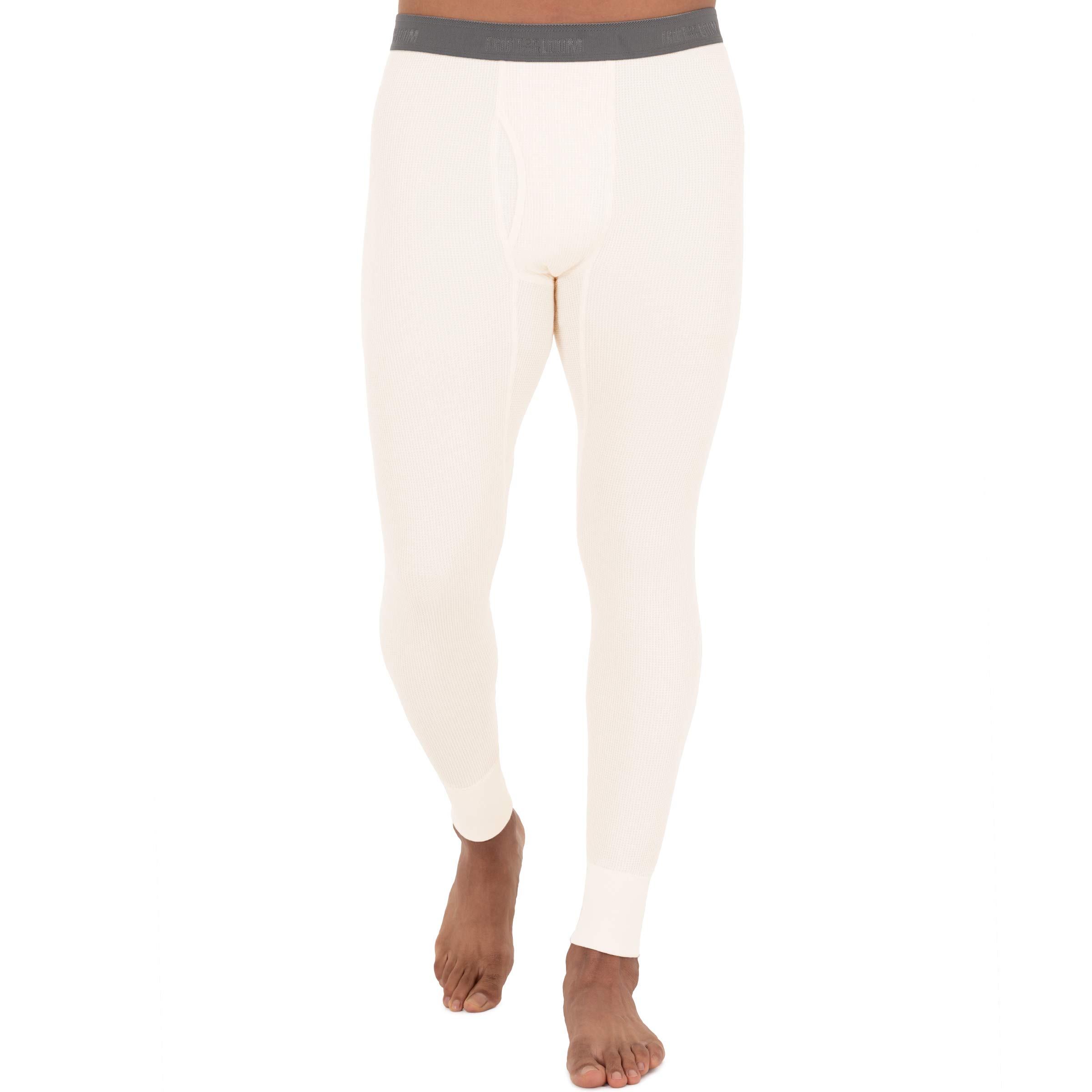Fruit of the Loom Men's Recycled Waffle Thermal Underwear Set (Top and Bottom), Natural, Medium