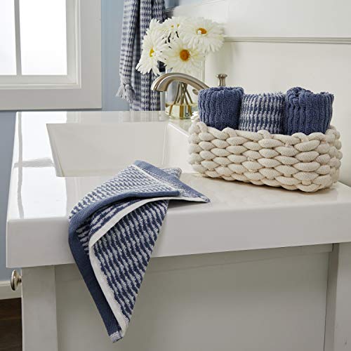 SKL Home Longborough 100% Turkish Cotton Washcloth Set, 12x12, Denim Blue 4 Pack