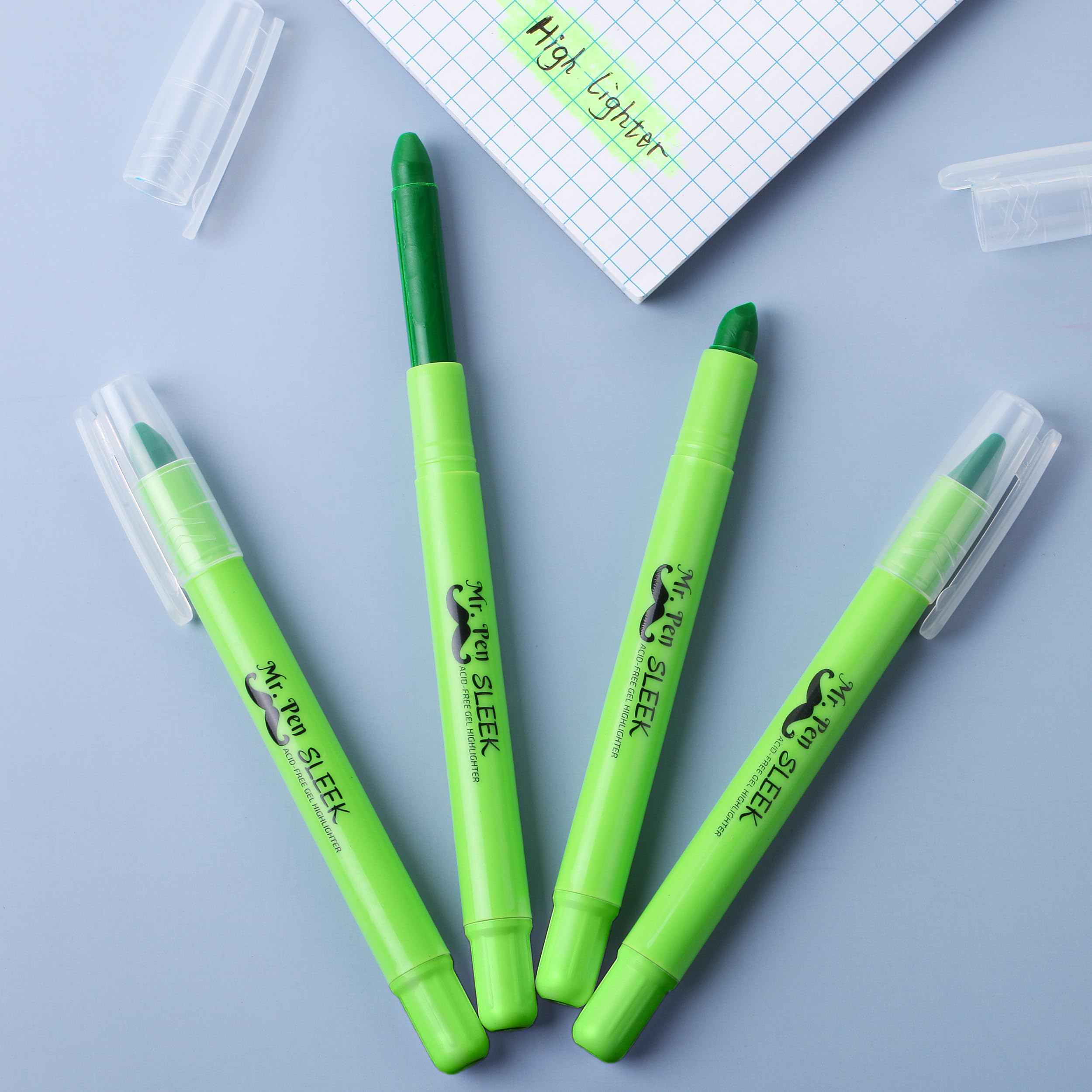 Mr. Pen No Bleed Gel Highlighter, Bible Highlighters, Green, Pack of 4