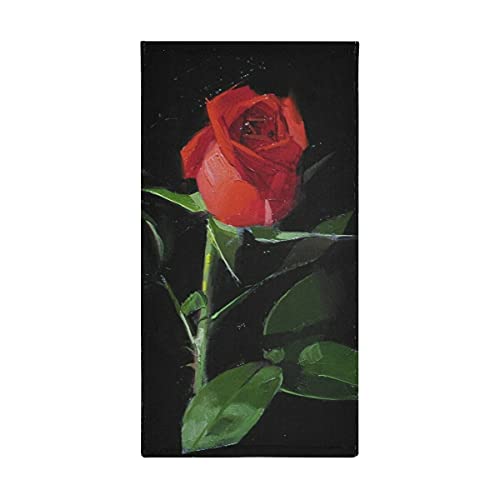 Rose Flower Hand Towels Set of 2 Red Floral Highly Absorbent Bath Towels Soft Guest Fingertip Towel Washcloth for Bathroom Kitchen Gym