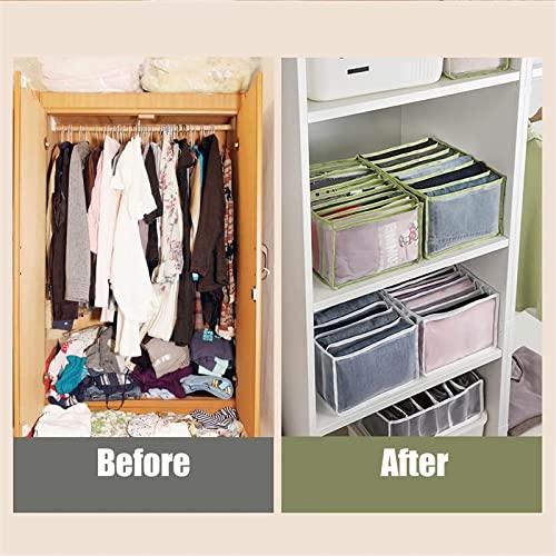 TIGARI Upgraded Wardrobe Clothes Organizer 2pcs, Organizer Clothes, Wardrobe Clothes Organizer, Divided Clothes Organizer for Jeans Pants T-shirts Underwear (Gray, 9 Grids)