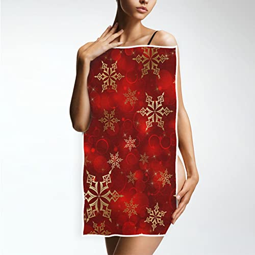 ALAZA Gold Snowflake Hand Towel Red Christmas Fingertip Bath Towel Kitchen Dish Tea Towels Washcloths for Bathroom Hotel Spa