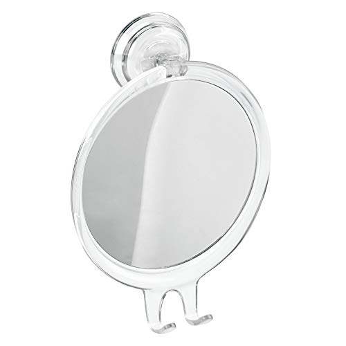 iDesign Plastic Power Lock Suction Shower Shaving Razor Holder, Fog-Free Bathroom or Tub, 6" x 2" x 7", Mirror-Round