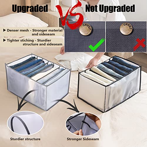 TIGARI Upgraded Wardrobe Clothes Organizer 2pcs, Organizer Clothes, Wardrobe Clothes Organizer, Divided Clothes Organizer for Jeans Pants T-shirts Underwear (Gray, 9 Grids)