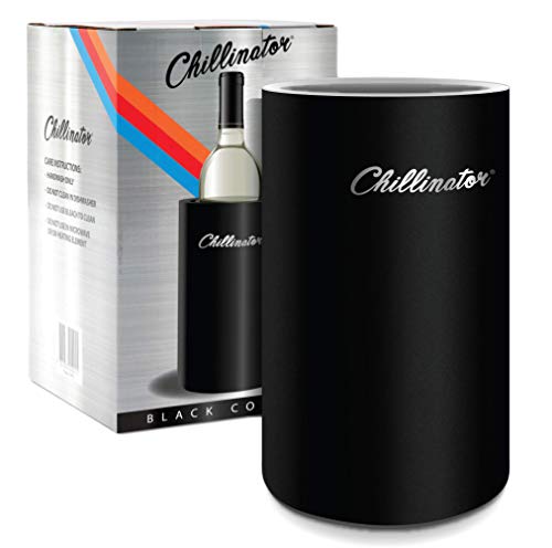 Premium Iceless Wine Chiller Bucket – Champagne Bucket - Insulated Double Walled to Keep 750ml White Wine Bottles Colder for Longer Wine Bottle Cooler bucket or Champagne Chiller (Black)