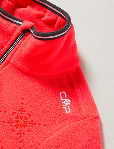 CMP Girls' Felpa in Pile Arctic Fleece con fiocchi di Neve Jumper, Red Fluo, 110