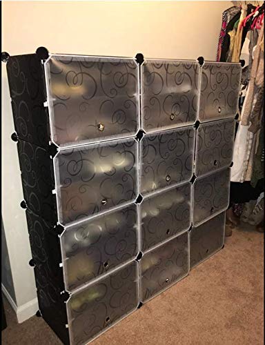 KOUSI Portable Shoe Rack Organizer 168 Pair Tower Shelf Storage Cabinet Stand Expandable for Heels, Boots, Slippers, 12 Tier Black