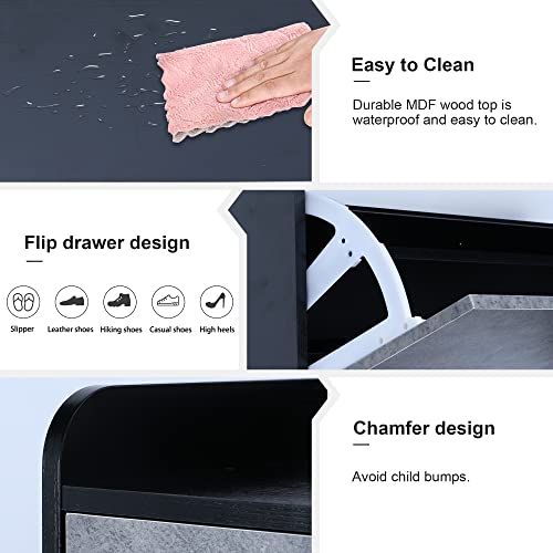 DEYAOPUPU Shoe Cabinet with 3 Flip Drawers, Modern Shoe Storage Cabinet for Entryway, Freestanding Shoe Rack Storage Organizer for Pumps,Slippers,Boots(Premium Gray)