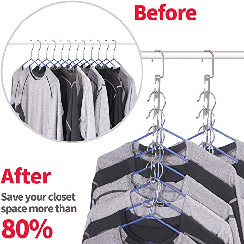 ShopHut Space Saving Metal Hangers Holder Clothing Rack Hanger Multiple Hangers Holder - Magic Space Saver Wardrobe Organiser Hangers - Pack of 4