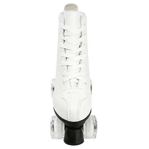 Women's Roller Skates, Leather Roller Skates High-top Roller Skates Four-Wheel Shiny Roller Skates for Kids and Adults