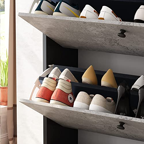 DEYAOPUPU Shoe Cabinet with 3 Flip Drawers, Modern Shoe Storage Cabinet for Entryway, Freestanding Shoe Rack Storage Organizer for Pumps,Slippers,Boots(Premium Gray)