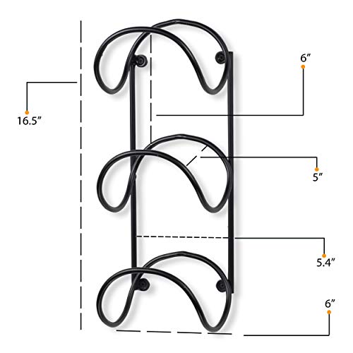 Wallniture Wrought Iron Metal Towel Rack - Solid Quality Wall Mountable for Bathroom Storage - Large Enough to Fit Rolled Bath Beach Towels Black Set of 2