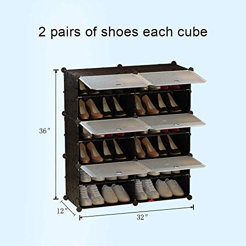 KOUSI Portable Shoe Rack Organizer 168 Pair Tower Shelf Storage Cabinet Stand Expandable for Heels, Boots, Slippers, 12 Tier Black