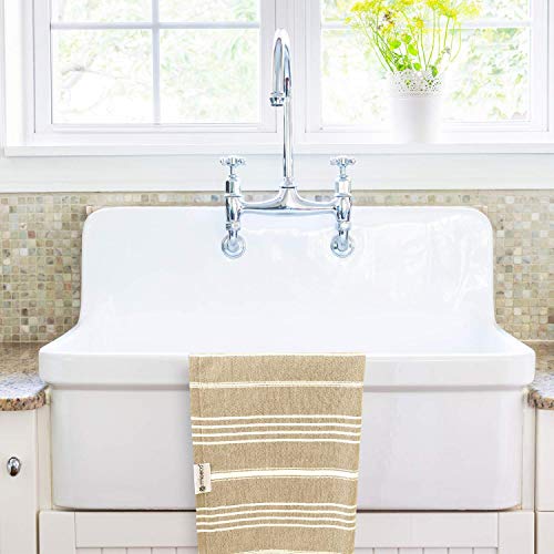 mioeco Organic Cotton Turkish Hand Towel - 20" x 38" Large Classic Luxury Set of 2 - Decorative Hand Towels for Bathroom, Kitchen & Home - Super Absorbent & Quick Drying - Prewashed