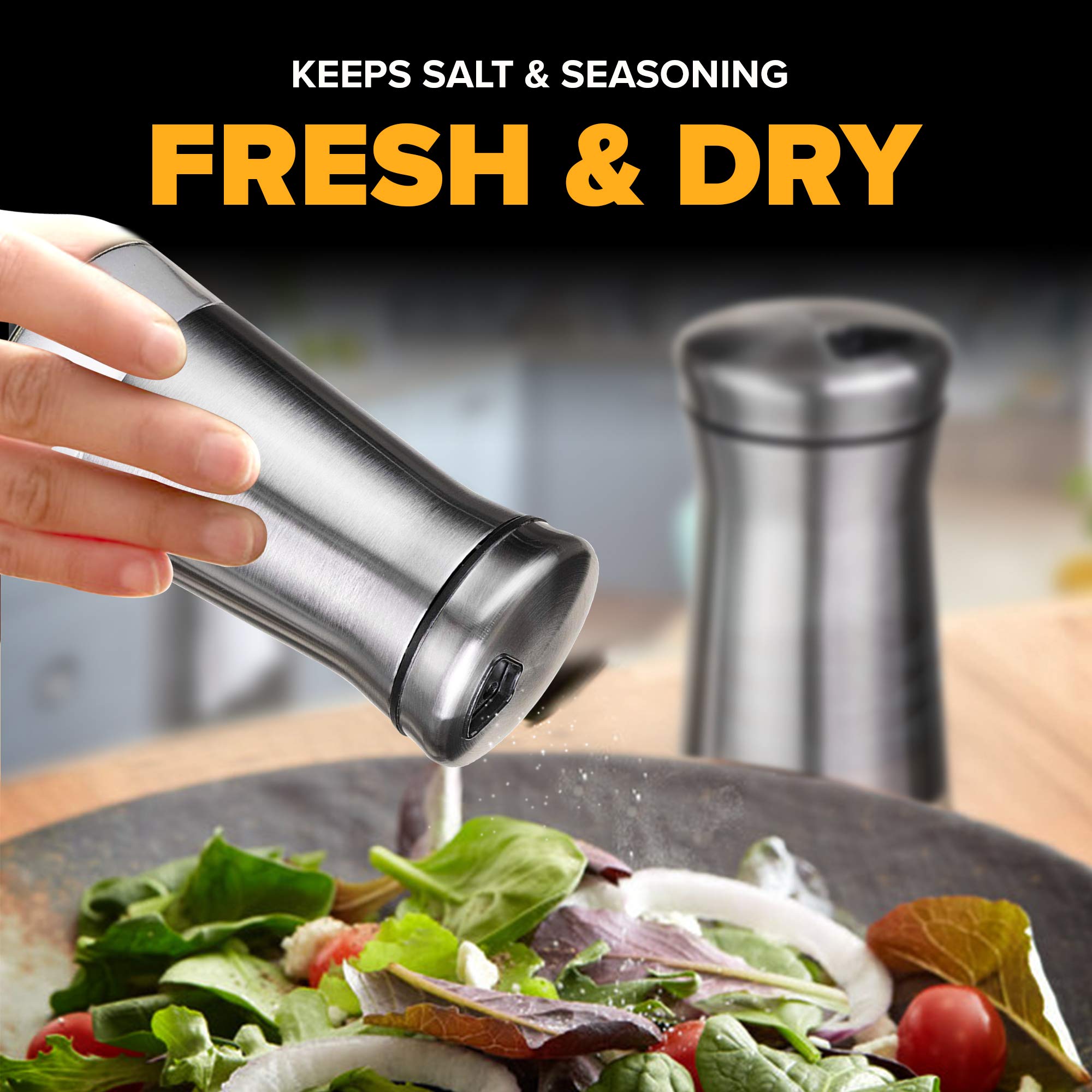 The Original Salt Shaker - Spice Dispenser with Adjustable Pour Holes - Stainless Steel & Glass 1 Bottle