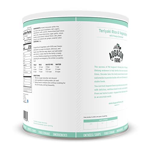 Augason Farms Teriyaki Rice and Vegetables with Freeze-Dried Beef, 38 oz