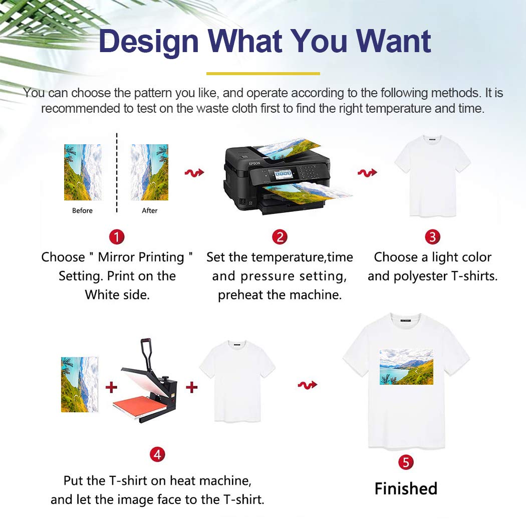 SOMOLUX Sublimation Paper 8.5" x 11" Heat Transfer Paper Compatible with Epson HP Canon Sawgrass Inkjet Printer for T-shirt and Ceramic Mugs and etc (100 Sheets)