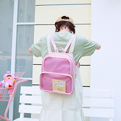 UULMBUJ Ita Backpack Purse, Cute Clear Shoulder Bag Transparent Kawaii Daypack Travel Bag for Pins Display, Blue