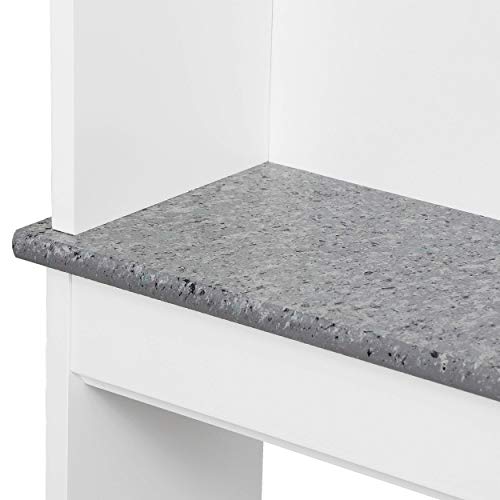 ZenStyle Over The Toilet Storage Cabinet Wood Bathroom Spacesaver Storage Organizer with Adjustable Shelves, Tempered Glass Door and Cubby, Soft White