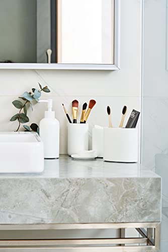 Premium 4 Pcs White Bathroom Accessories Set Complete. Bathroom Soap Dispenser Set. Modern Bathroom Decor Sets Accessories. Bathroom Toothbrush Holder Set. White Bathroom Sets Accessories (White)