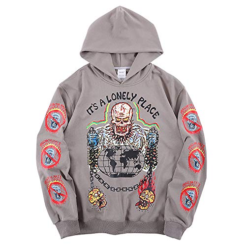 NAGRI Kanye It's A Longly Palace Hoodie Men's Graphic Hooded Sweatshirt Long Sleeve Pullover Hoodie Large,light Grey