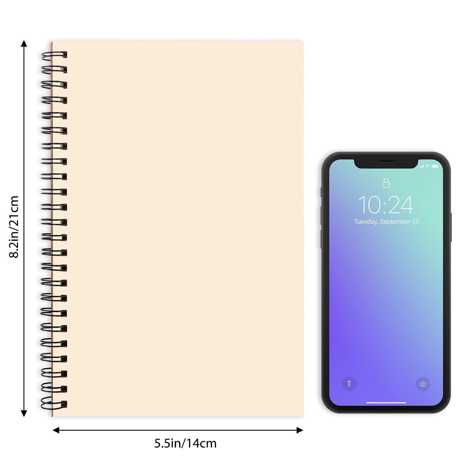 LABUK 7 Pack Blank Spiral Notebook, A5 Unlined Spiral Notebook, 100 Pages Journal Sketch Books 8.3"x 5.5" Soft Cover Kraft Diary Planner, 50 Sheets for School Travel Office (Brown)
