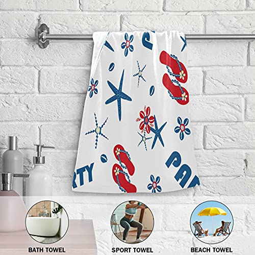 susiyo Patriotic Flip Flop Starfish Towel 2 Pcs Set, Small Washcloth Fingertip Towel for Home Decor