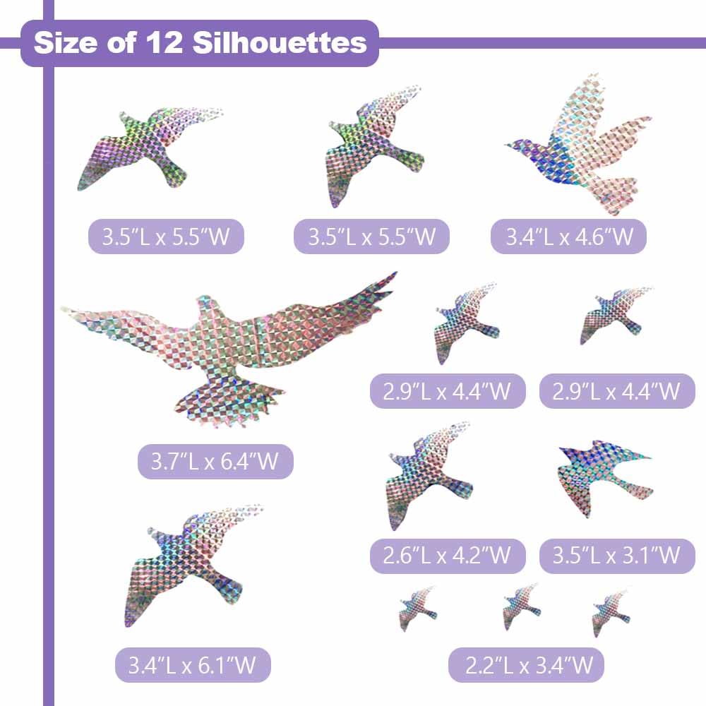 Anti-Collision Window Bird Stickers Decals Glass Door Protect and Save Bird Strikes (Reflective)