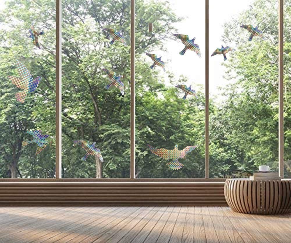 Anti-Collision Window Bird Stickers Decals Glass Door Protect and Save Bird Strikes (Reflective)