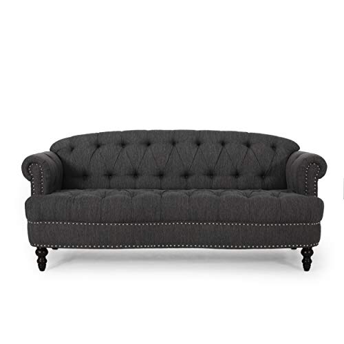 Christopher Knight Home Tracy Contemporary Deep Tufted Sofa with Nailhead Trim, Charcoal