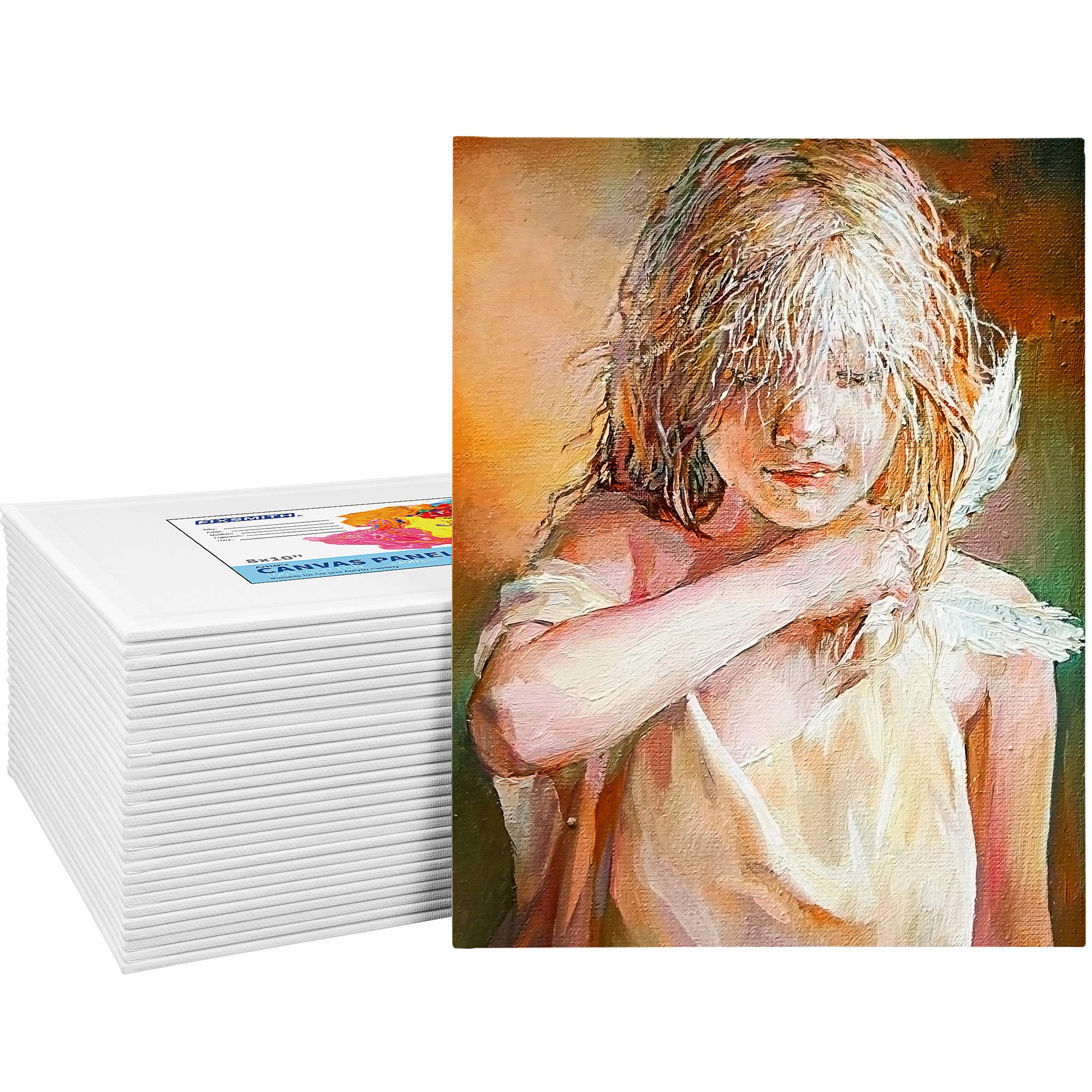 FIXSMITH Canvas for Painting, 8x10 Inch Canvas Boards, Super Value 30 Pack White Blank Canvas Panels, 100% Cotton Primed, Painting Art Supplies for Professionals, Hobby Painters, Students & Kids