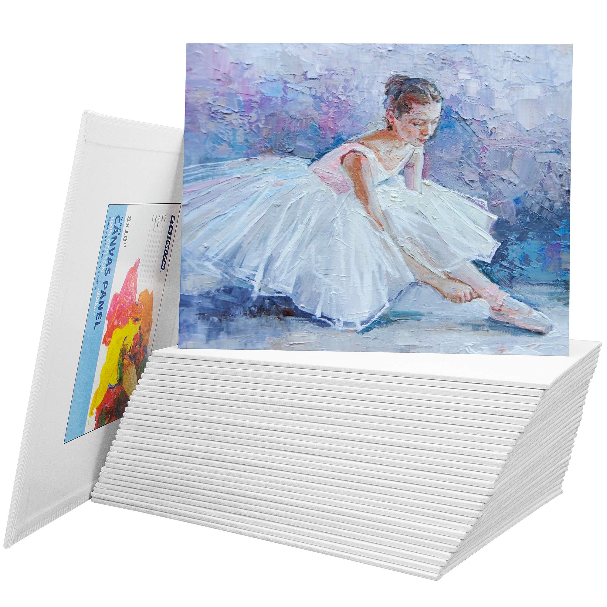 FIXSMITH Canvas for Painting, 8x10 Inch Canvas Boards, Super Value 30 Pack White Blank Canvas Panels, 100% Cotton Primed, Painting Art Supplies for Professionals, Hobby Painters, Students & Kids