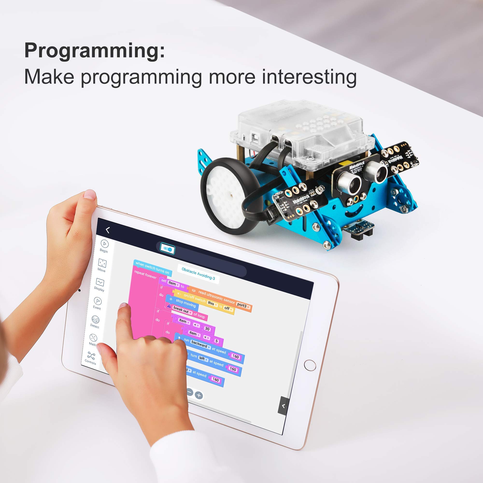 Makeblock mBot Robot Kit + Interactive Light & Sound Add-on Pack