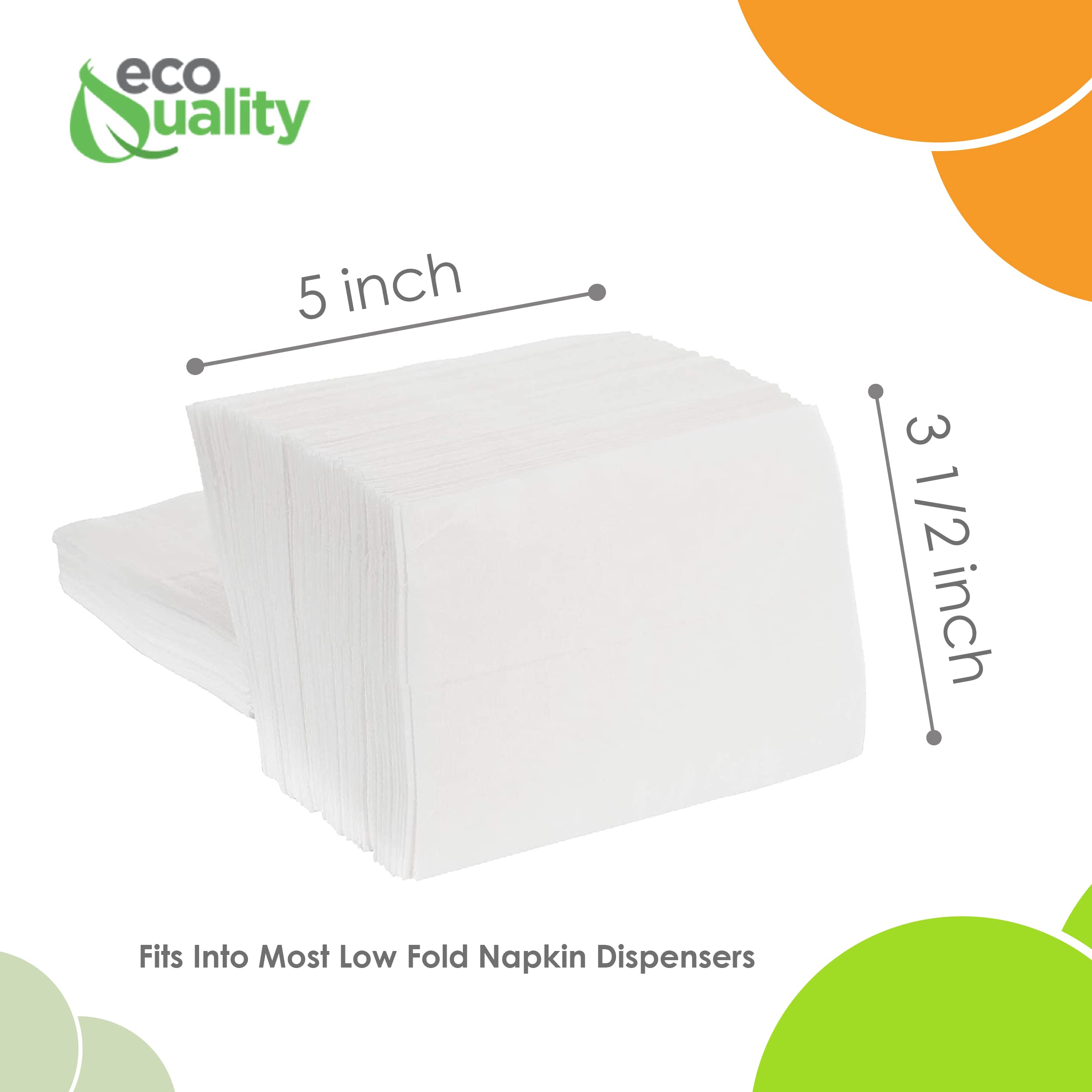 EcoQuality White Low Fold Dispenser Napkins,400/pack 1-Ply, 3 1/2 x 5 in, Dispenser Napkin Refill, Everyday Napkins, Perfect for Restaurants, Diners, Bodegas & Home