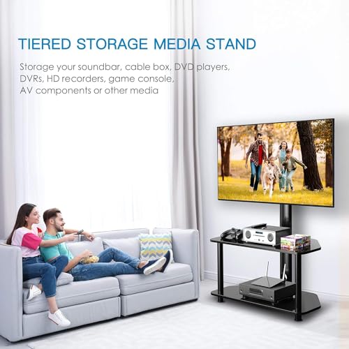 PERLESMITH Swivel Floor TV Stand/Base for 32-65 Inch TVs-Universal Corner TV Stand Mount with Storage for Media-Height Adjustable Entertainment Stand with Cable Management, VESA 600x400mm, PSFS03