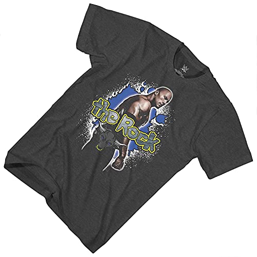 WWE Mens The Rock Shirt - The Brahma Bull Superstar Tee - Dwayne Johnson World Wrestling Champion T-Shirt (Charcoal Heather, X-Large)