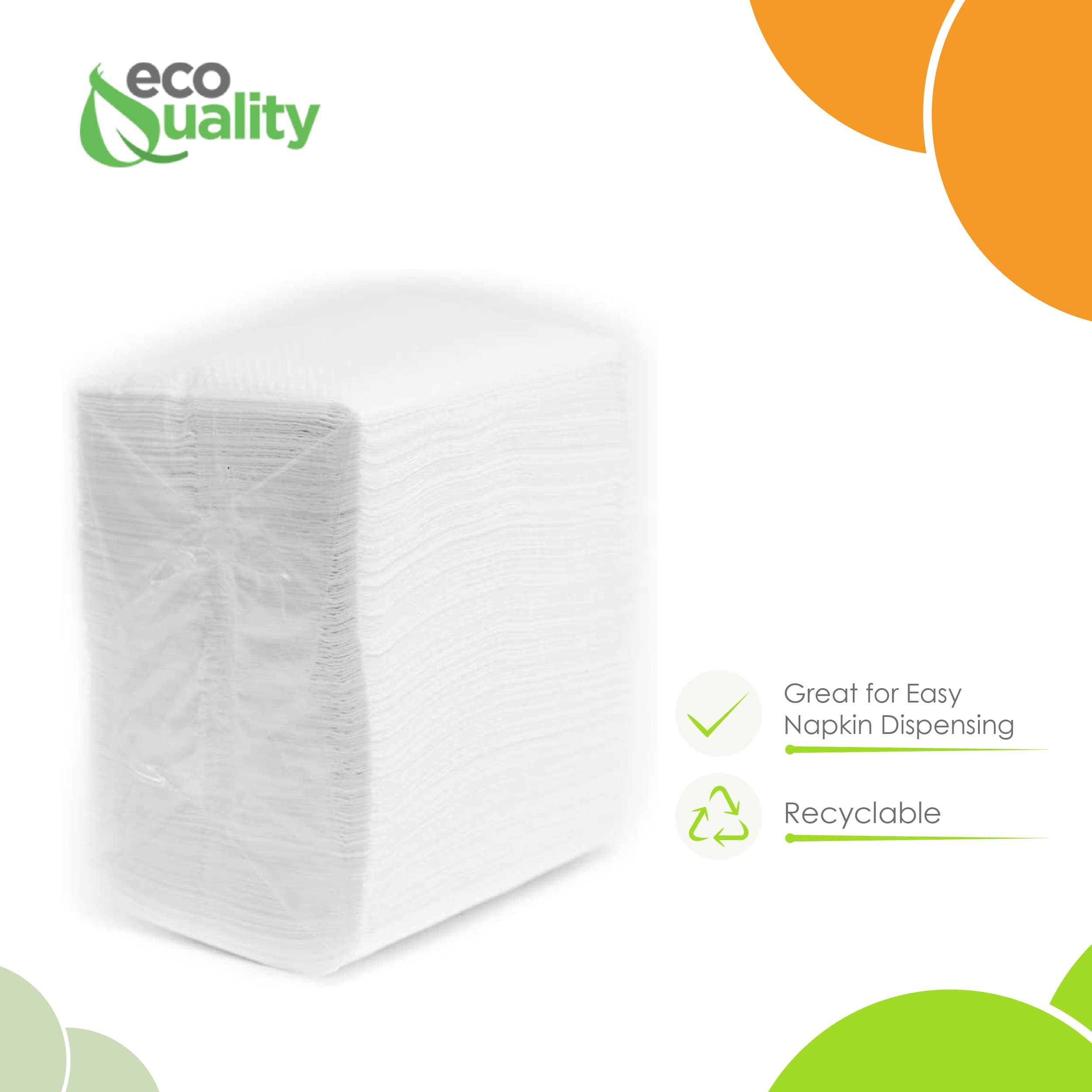 EcoQuality White Low Fold Dispenser Napkins,400/pack 1-Ply, 3 1/2 x 5 in, Dispenser Napkin Refill, Everyday Napkins, Perfect for Restaurants, Diners, Bodegas & Home