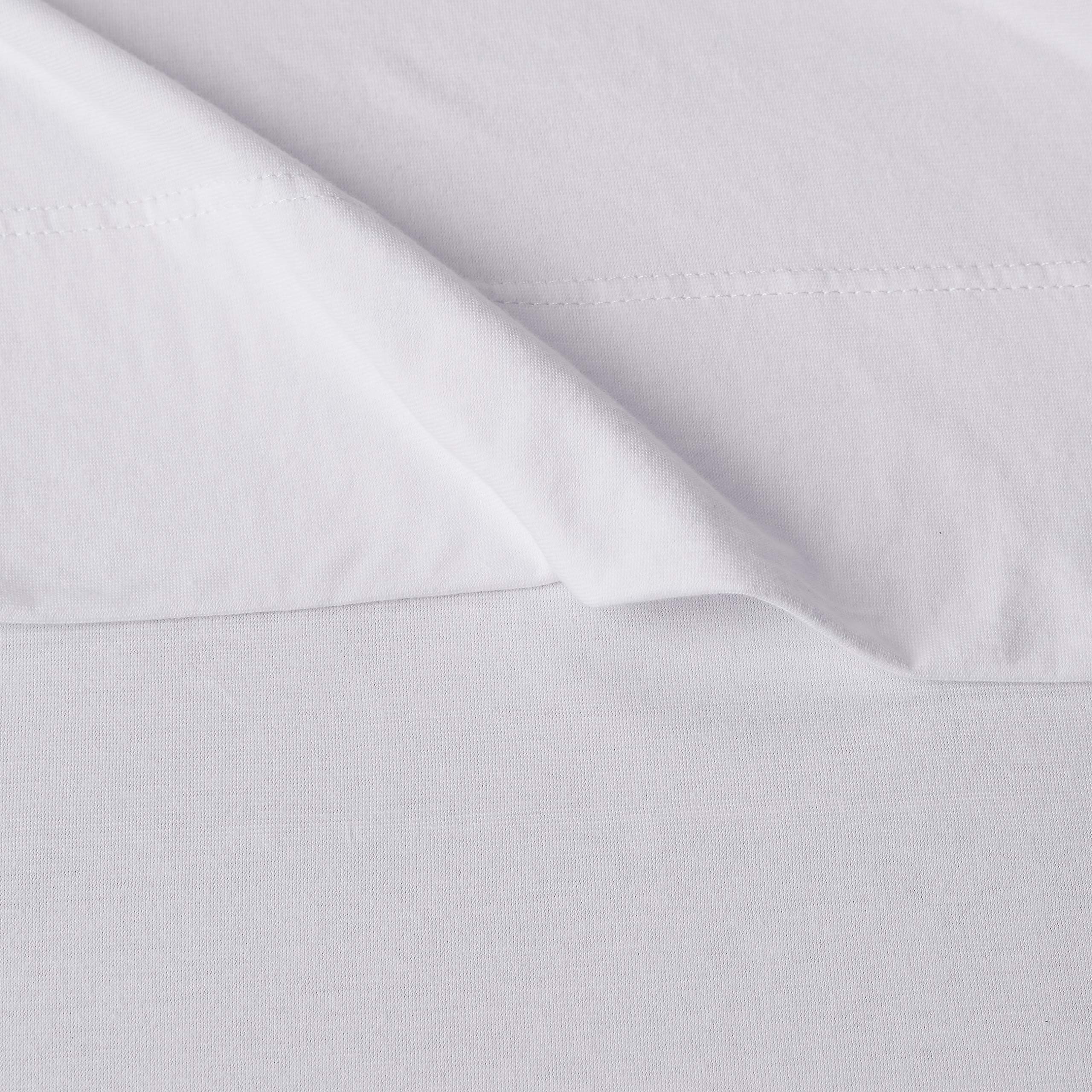 Amazon Basics 4 Piece Bed Sheet Set, 100% Cotton Jersey, Includes Super Soft, Flat and Fitted Sheets, Pillowcase, Full, White, Solid