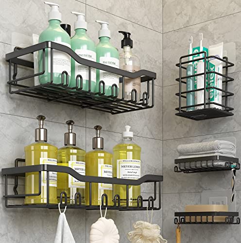 Shower Shelves, Shower Caddies, Set of 5 Shower Racks, Bathroom Organizer, Shower Organization Aesthetic, Shampoo Holder